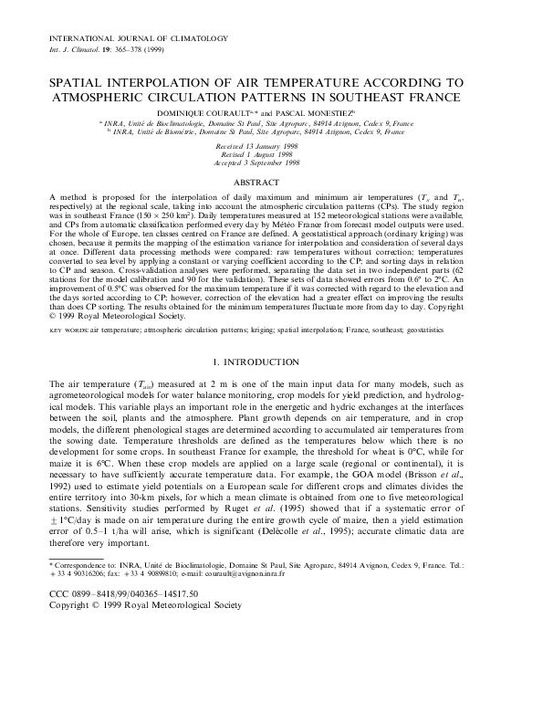 (PDF) Spatial interpolation of air temperature according to atmospheric circulation patterns in ...