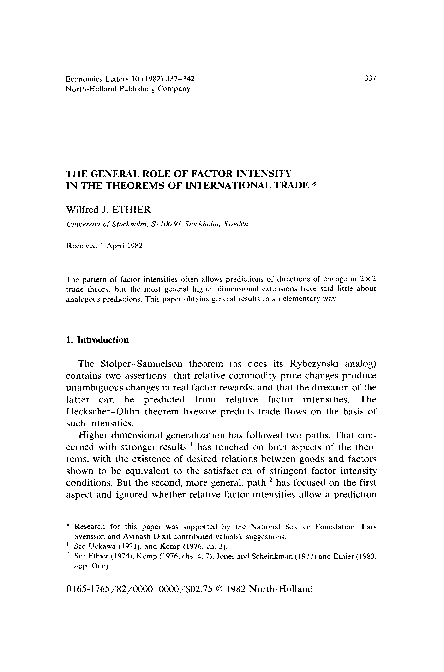 (PDF) The general role of factor intensity in the theorems of ...