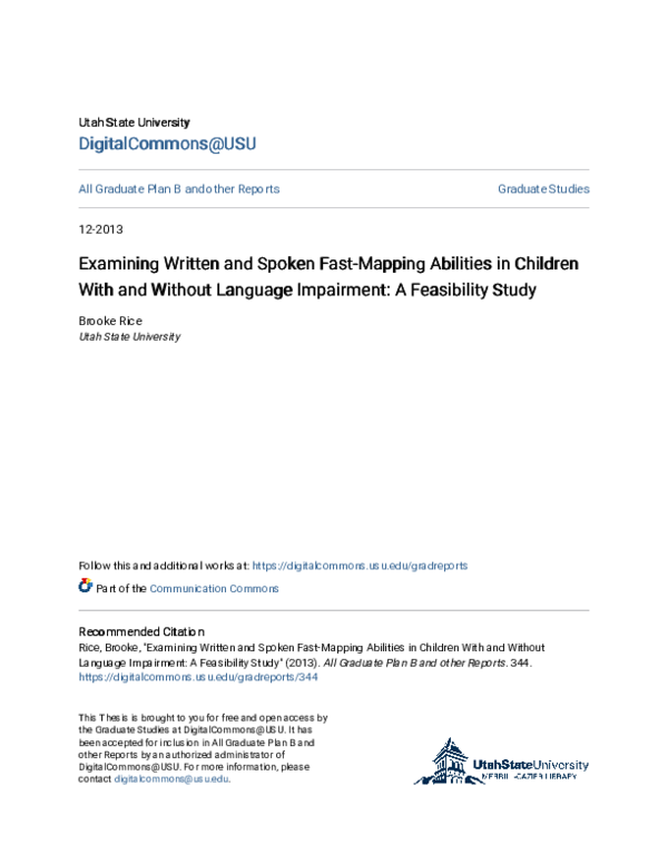 (PDF) Examining Written and Spoken Fast-Mapping Abilities i nChildren ...