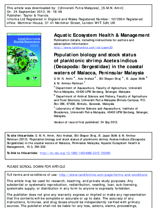 (PDF) Population biology and stock status of planktonic shrimp Acetes ...