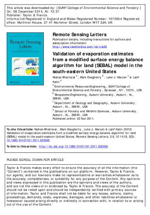 Pdf Validation Of Evaporation Estimates From A Modified Surface