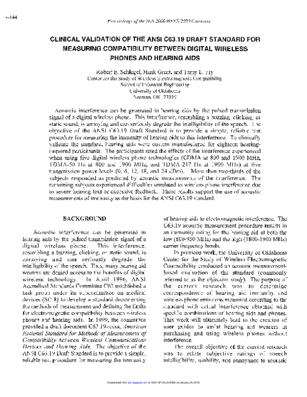 (PDF) Clinical Validation of the Ansi C63.19 Draft Standard for ...