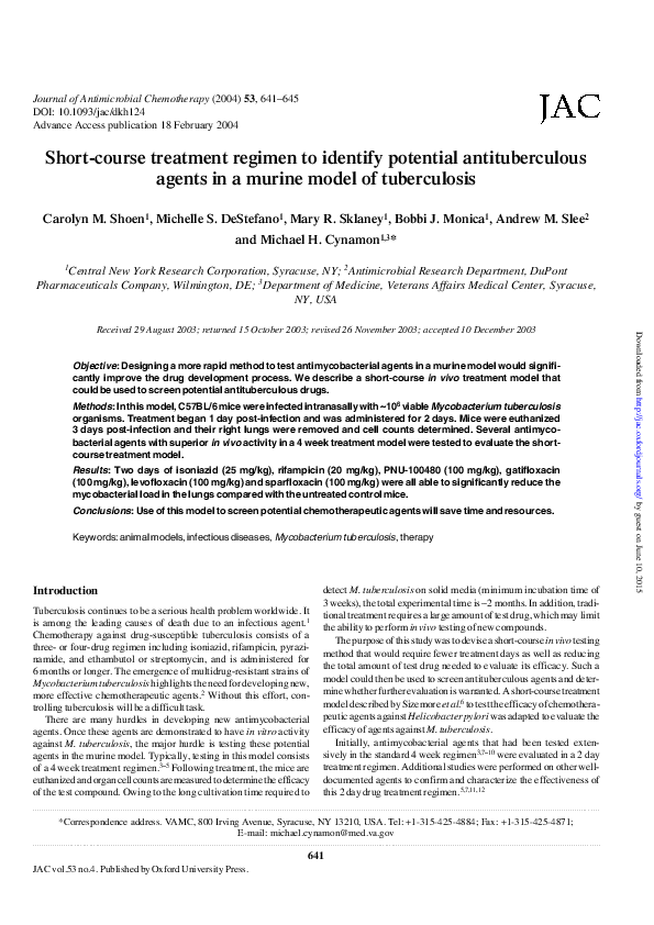 (PDF) Short-course treatment regimen to identify potential ...