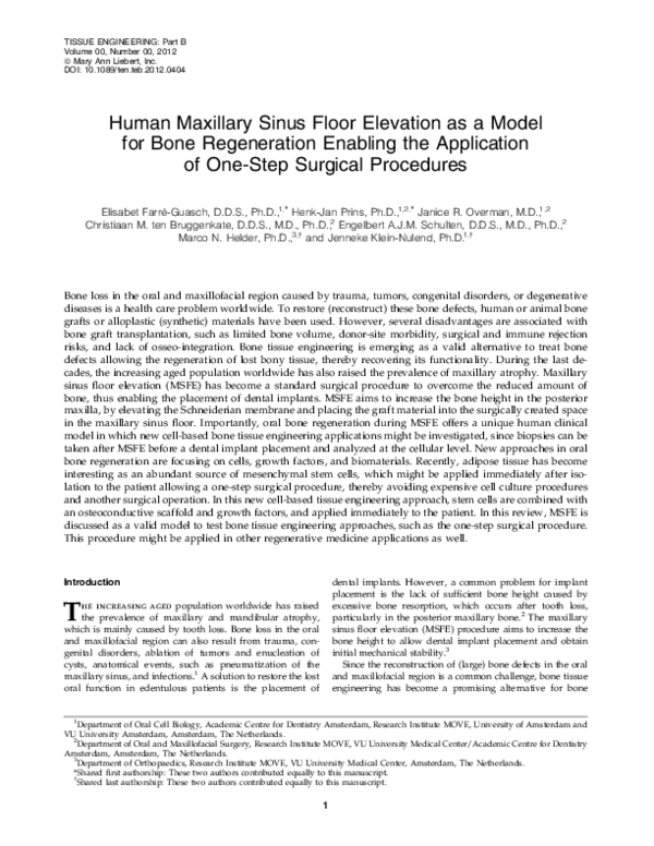 (PDF) Human Maxillary Sinus Floor Elevation as a Model for Bone ...