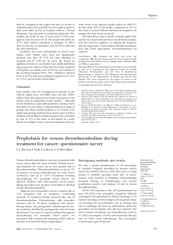 (PDF) Prophylaxis for Venous Thromboembolism During Rehabilitation for Traumatic Brain Injury: A ...