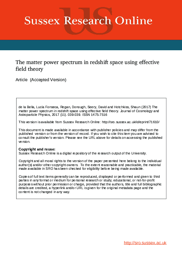 Pdf The Matter Power Spectrum In Redshift Space Using Effective Field