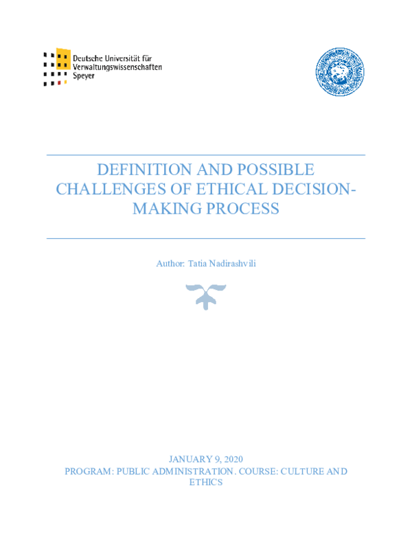 (PDF) Definition and Possible Challenges of Ethical Decision-Making Process