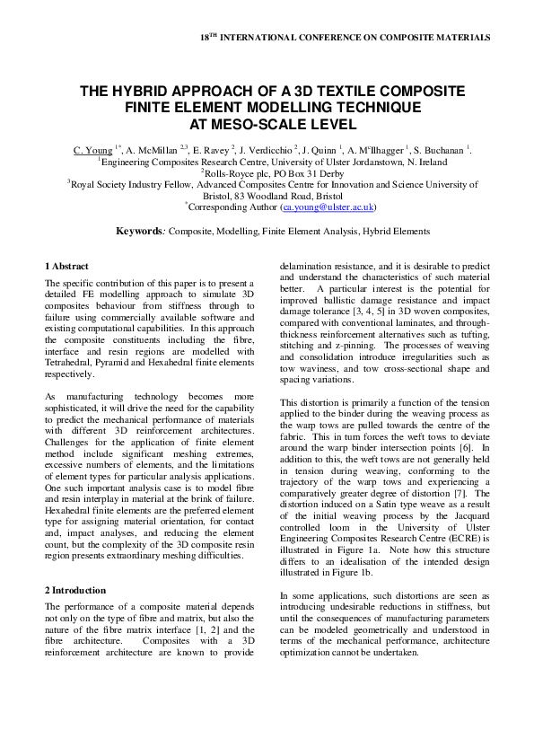 (PDF) The hybrid approach of a 3D textile composite finite element ...