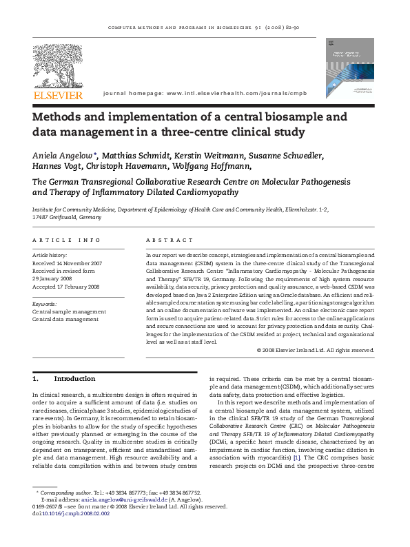 (PDF) Methods and implementation of a central biosample and data ...