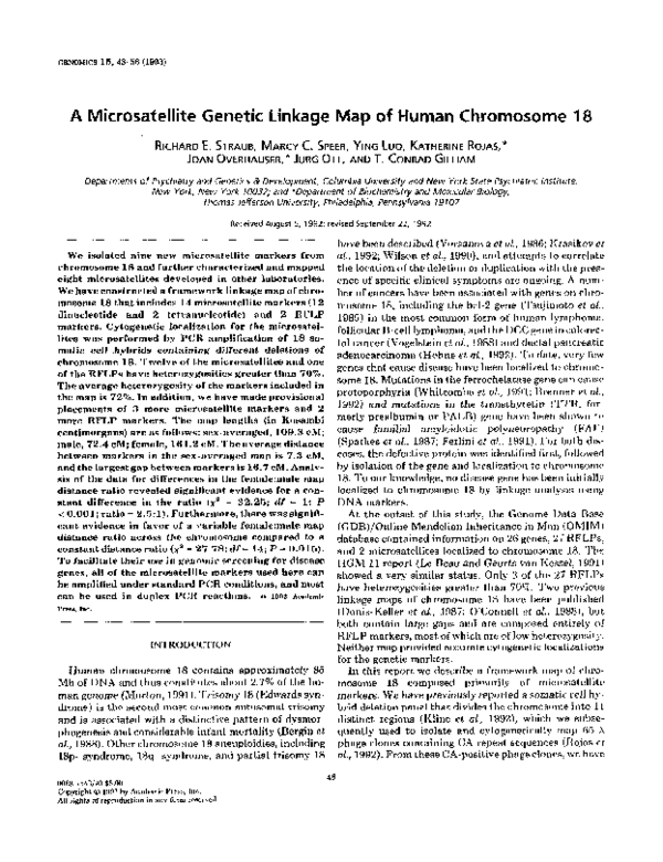 (PDF) A Microsatellite Genetic Linkage Map of Human Chromosome 18