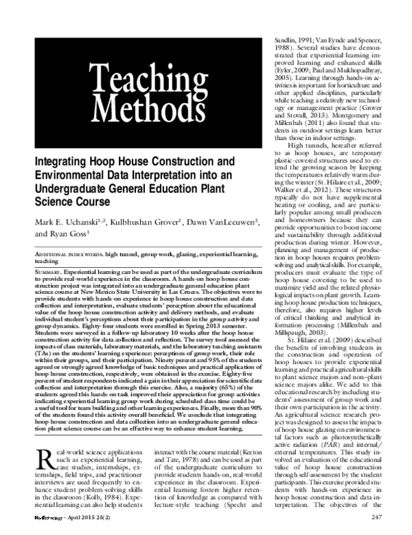 (PDF) Integrating Hoop House Construction and Environmental Data ...