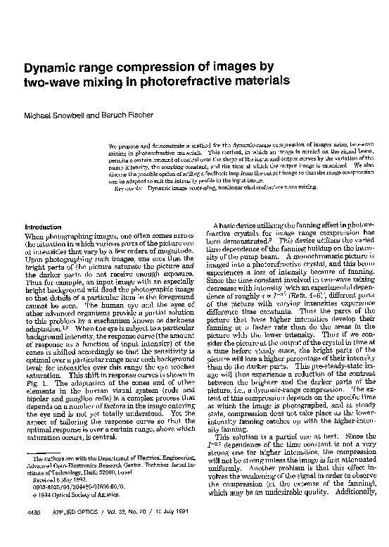 (PDF) Dynamic range compression of images by two-wave mixing in ...