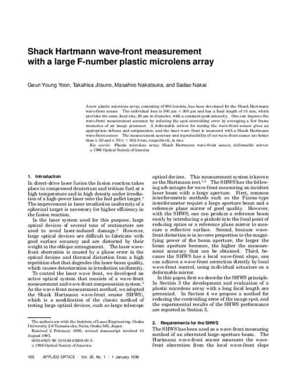 (PDF) Shack Hartmann wave-front measurement with a large F-number ...