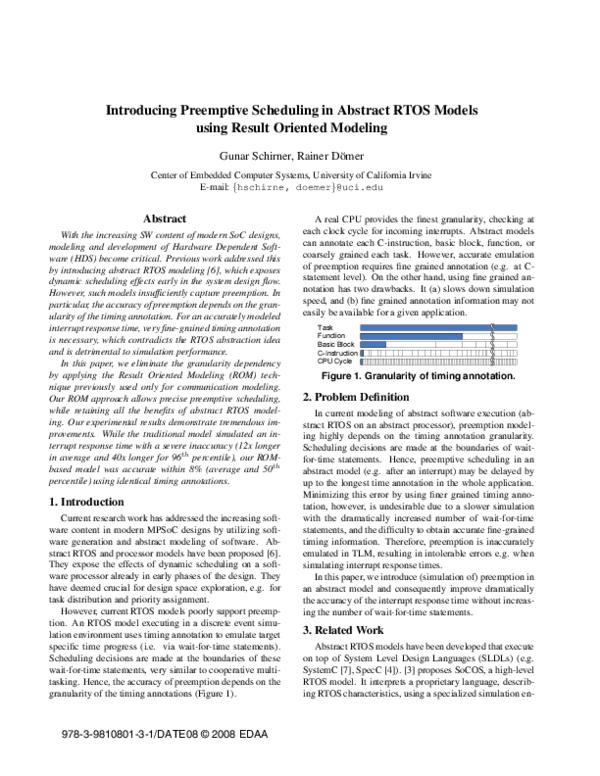 Pdf Introducing Preemptive Scheduling In Abstract Rtos Models Using 1890