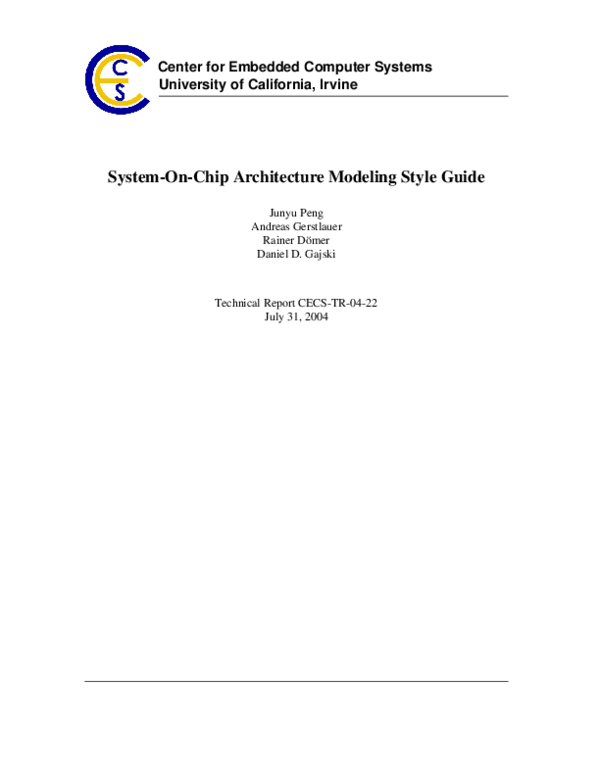 (PDF) System-on-Chip Architecture Modeling Style Guide
