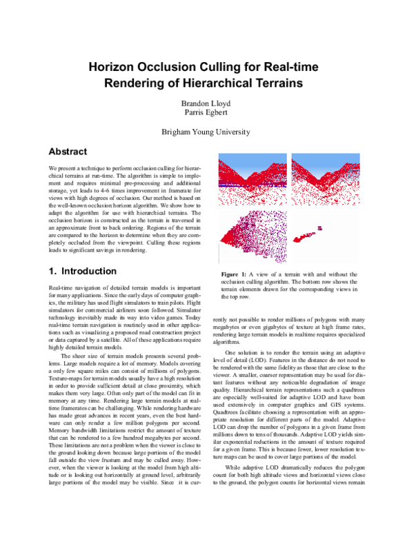 (PDF) Occlusion Culling for Hierarchical Terrains