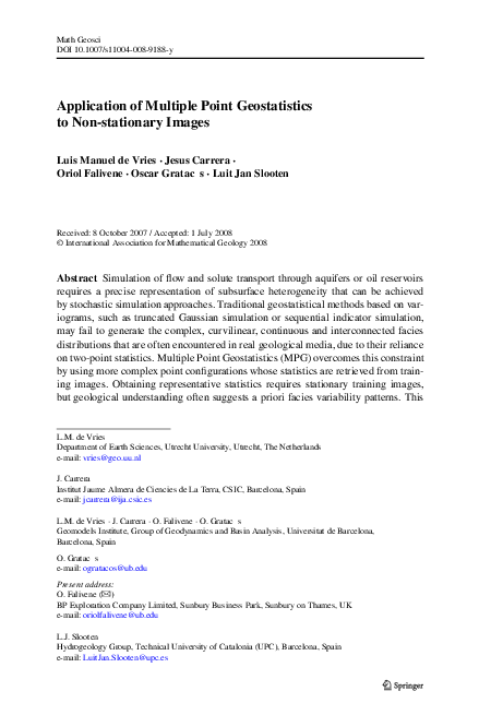 (PDF) Application of multiple point geostatistics to non-stationary images