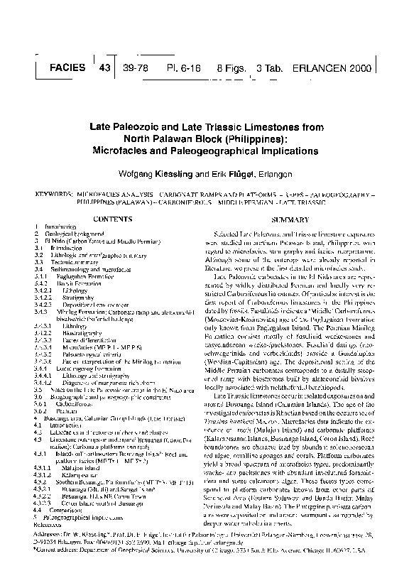 (PDF) Late paleozoic and Late Triassic limestones from north Palawan ...