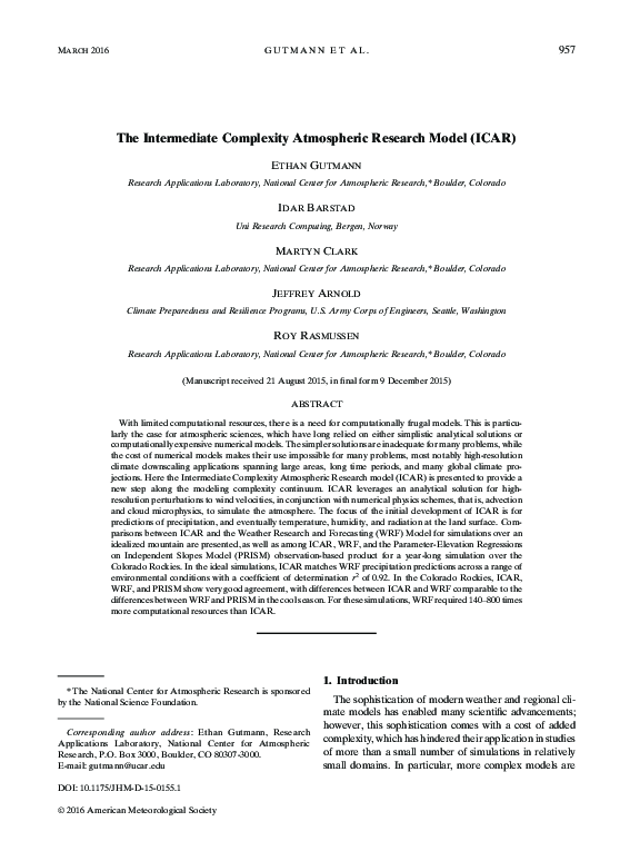 (PDF) The Intermediate Complexity Atmospheric Research Model (ICAR ...