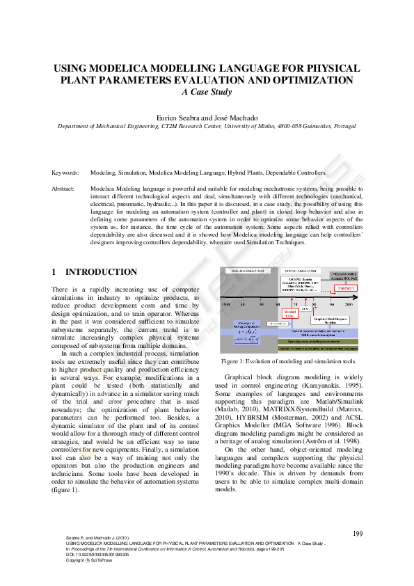 (PDF) Using Modelica Modelling Language for Physical Plant Parameters Evaluation and ...