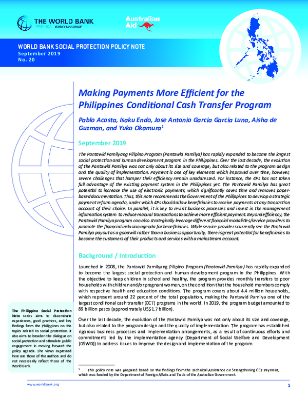 (PDF) Making Payments More Efficient for the Philippines Conditional ...