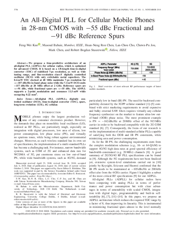 (PDF) An All-Digital PLL for Cellular Mobile Phones in 28-nm CMOS with ...