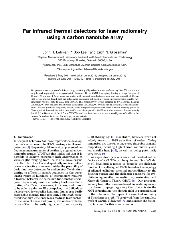 (PDF) Far infrared thermal detectors for laser radiometry using a ...