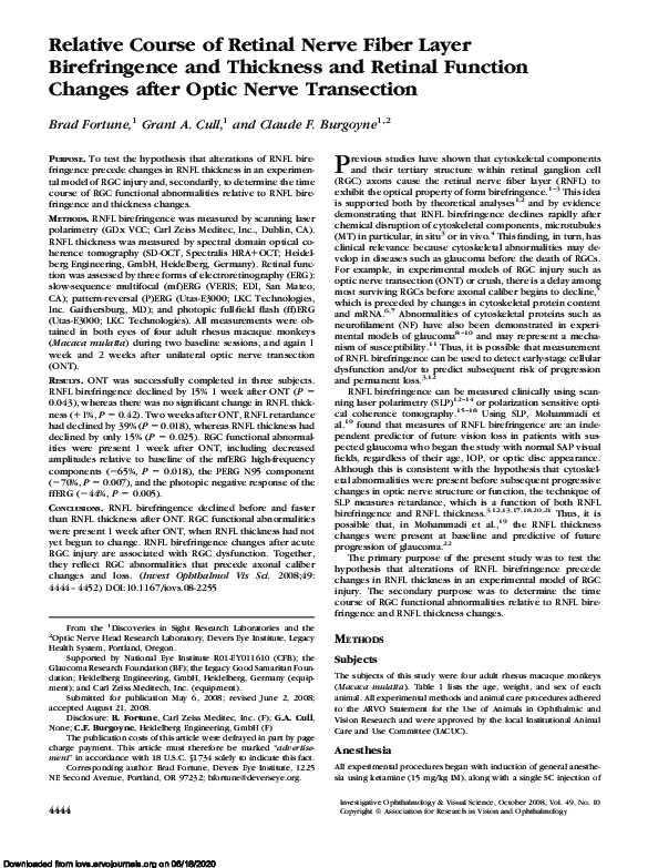 (PDF) Relative Course of Retinal Nerve Fiber Layer Birefringence and ...