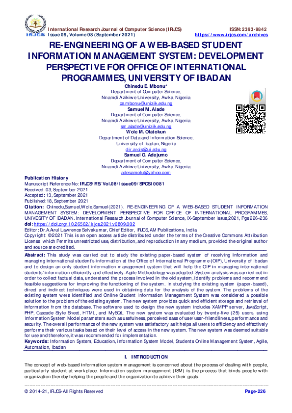 (PDF) RE-ENGINEERING OF A WEB-BASED STUDENT INFORMATION MANAGEMENT ...