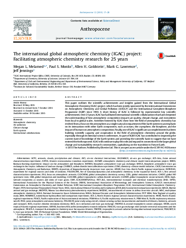 (PDF) The international global atmospheric chemistry (IGAC) project ...