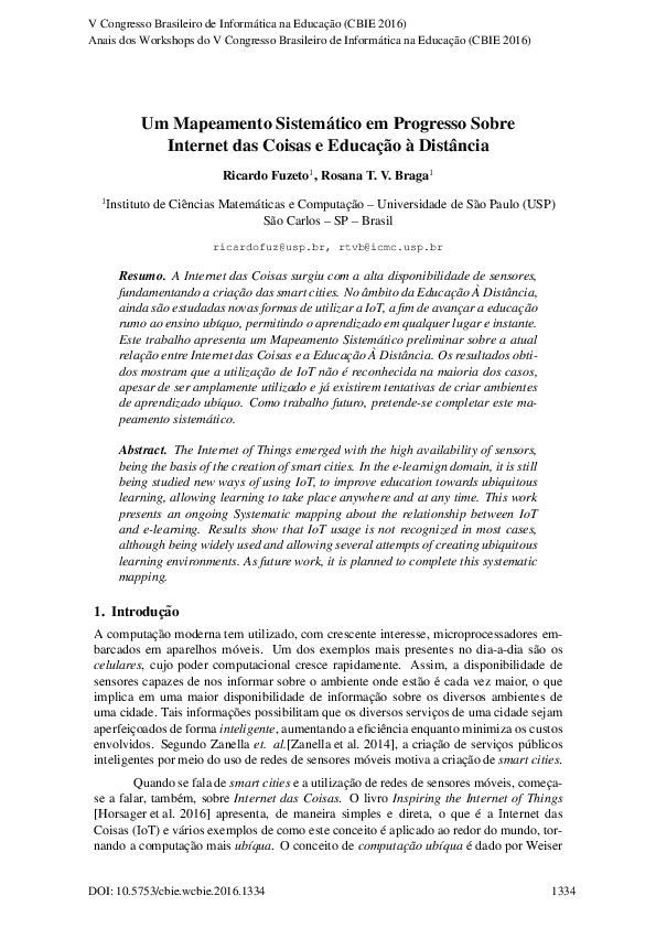 (PDF) Um Mapeamento Sistemático em Progresso Sobre Internet das Coisas ...