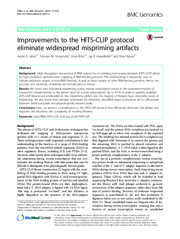 (PDF) Improvements to the HITS-CLIP protocol eliminate widespread ...