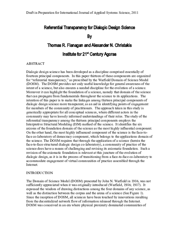 (DOC) Referential Transparency for Dialogic Design Science