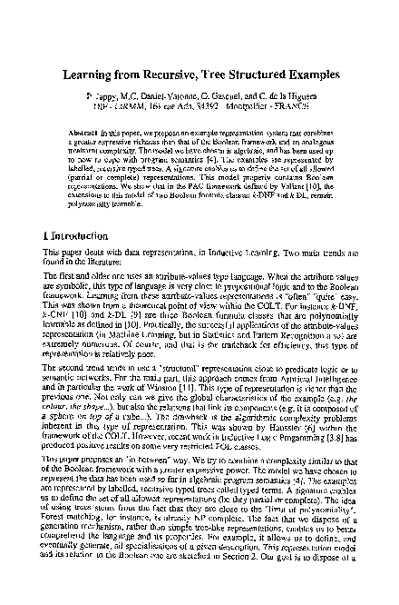 Pdf Learning From Recursive Tree Structured Examples