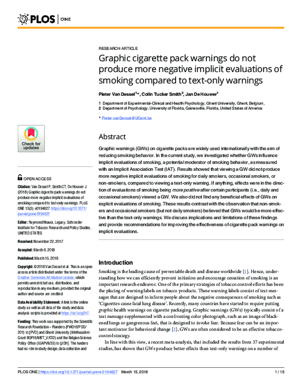 (PDF) Graphic cigarette pack warnings do not produce more negative ...