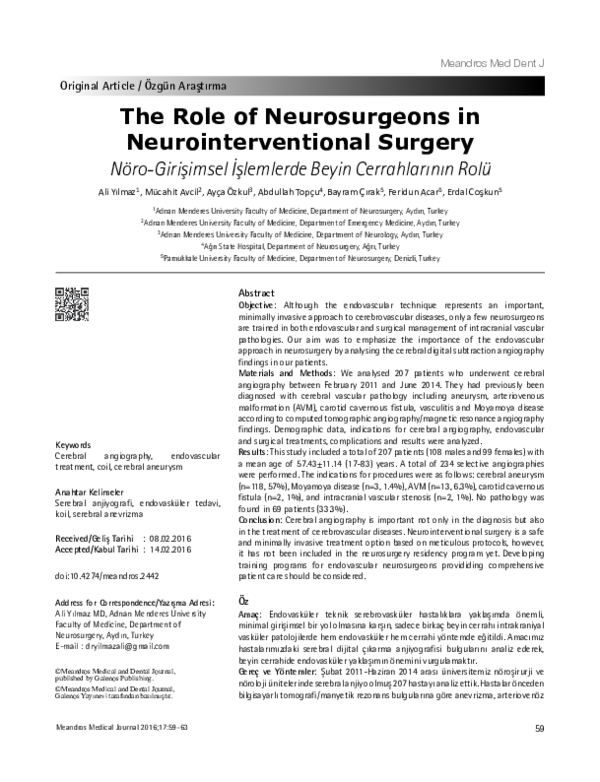 (PDF) The Role of Neurosurgeons in Neurointerventional Surgery