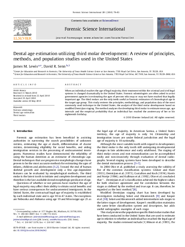 (PDF) Dental age estimation utilizing third molar development: A review ...