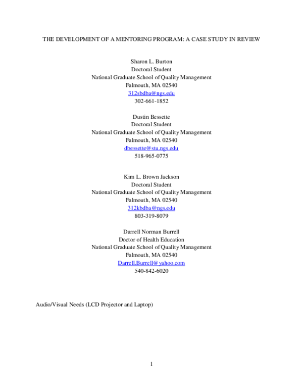(PDF) The Development of a Mentoring Program: A Case Study in Review