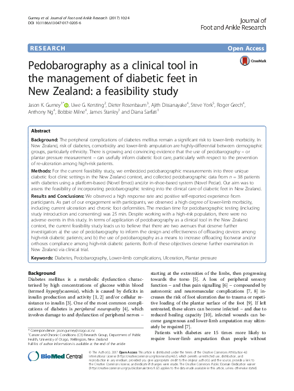 (PDF) Pedobarography as a clinical tool in the management of diabetic ...