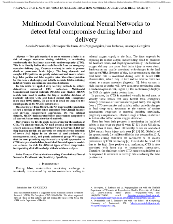 Pdf Multimodal Convolutional Neural Networks To Detect Fetal
