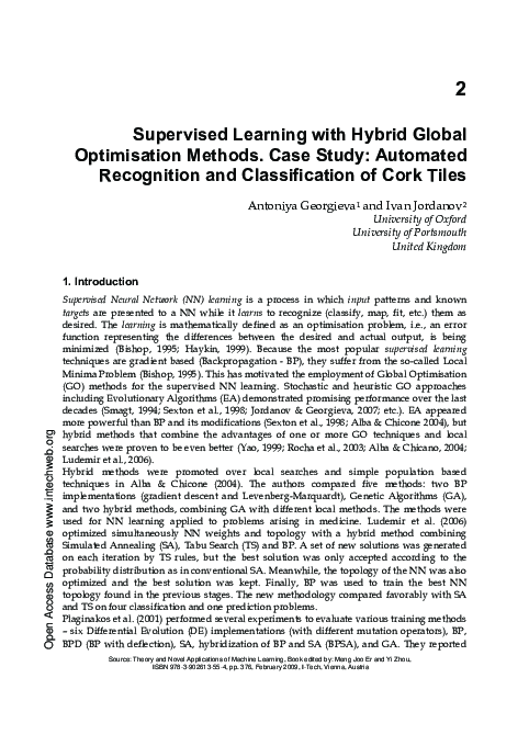 (PDF) Supervised Learning with Hybrid Global Optimisation Methods. Case ...