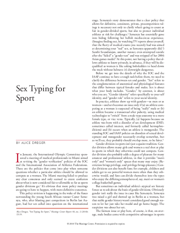 Sex Typing For Sport