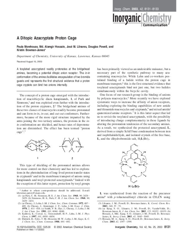 (PDF) A Ditopic Azacryptate Proton Cage