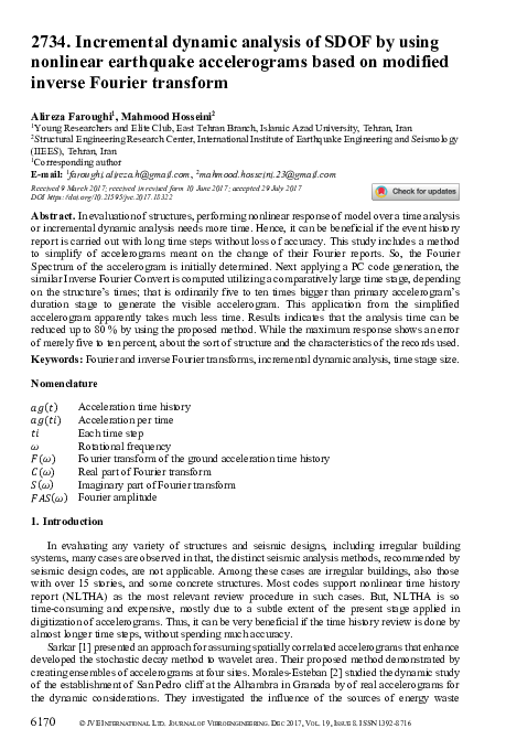 (PDF) Incremental dynamic analysis of SDOF by using nonlinear earthquake accelerograms based on ...