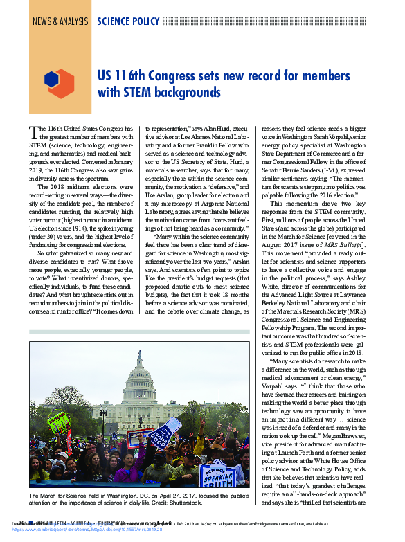 (PDF) US 116th Congress sets new record for members with STEM backgrounds