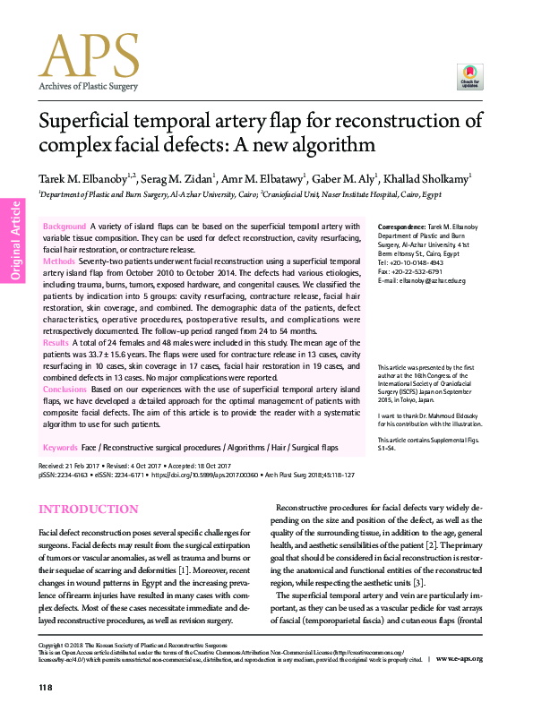 (PDF) Superficial temporal artery flap for reconstruction of complex ...