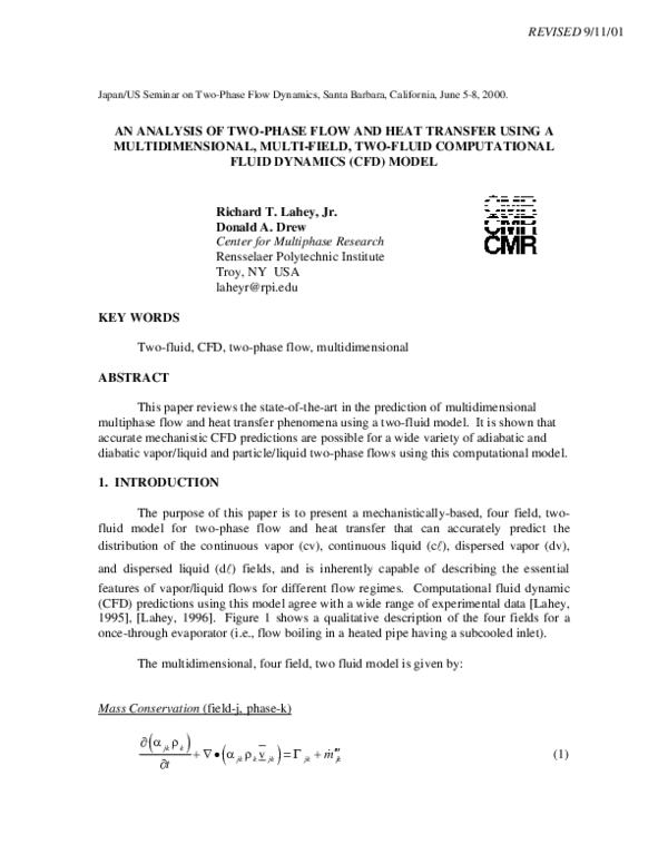 (PDF) The analysis of two-phase flow and heat transfer using a ...