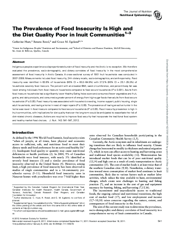 (PDF) The Prevalence of Food Insecurity Is High and the Diet Quality ...