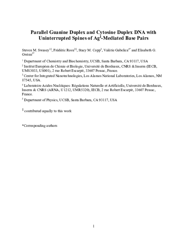 (PDF) Parallel Guanine Duplex and Cytosine Duplex DNA with ...
