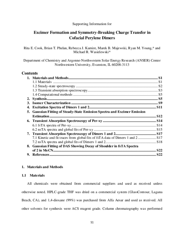 (PDF) Excimer Formation and Symmetry-Breaking Charge Transfer in ...